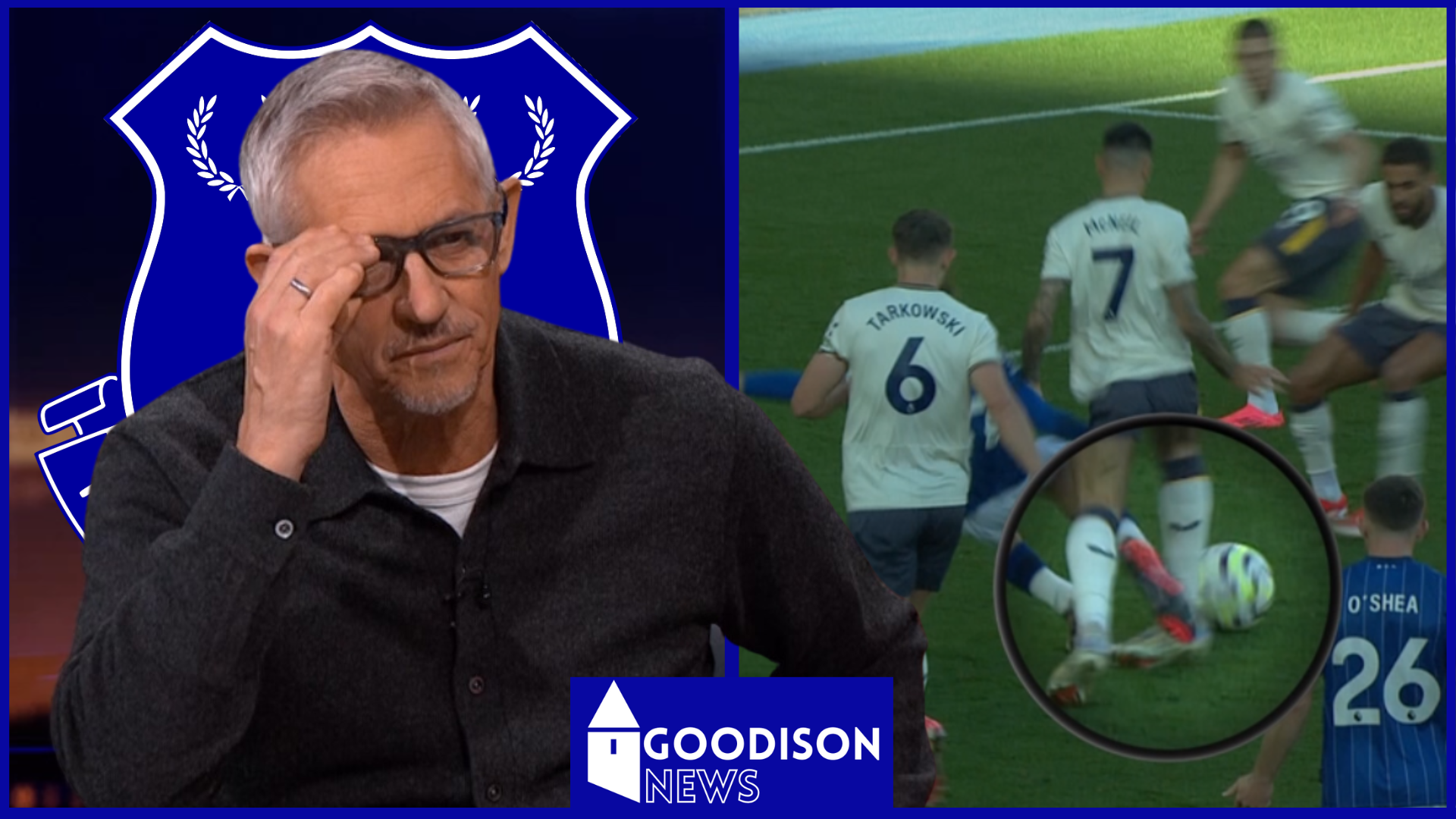 Lineker reacts to Everton controversy v Ipswich in MOTD footage